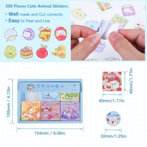 300 Pieces Cute Kawaii Cartoon Animal Stickers for Kids Small Size Korean Scrapbook Decals Pack for Photo Planner Notebook DIY Gift Card Dairy Suitcase Album Laptop Phone Case