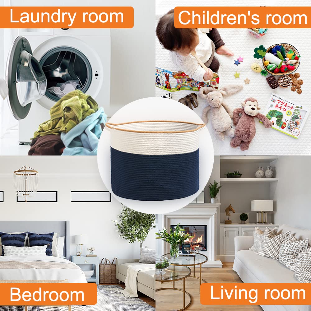 Extra Large Blanket Basket Living Room Toy Basket for Kids Baby Laundry Basket 2022 Cotton Rope Thickening Upgraded Version22'x 14'