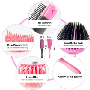 9Pcs Detangling Brush Set for Black Natural Curly and Afro Textured Hair (3a to 4c), with African Waist Beads for Easier Detangling on Wash Days