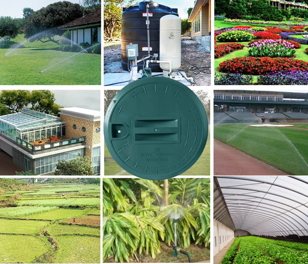 10 inch Valve Box Cover Lid Green Sprinkler Valve Box Lid Replacement for Sprinkler System Irrigation Circular Valve Box Lid