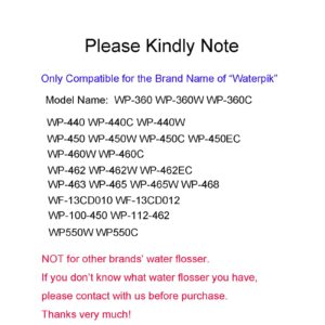 Charger Replacement for Waterpik Water Flosser WP360 WP462 WP450 Power Cord Wall Adapter, 5 FT Cable (Pls Check Model Before Buying)