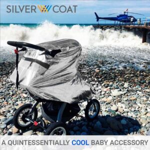 Silver Coat Heat Blocking Adjustable Sun Reflective All-weather Cover for the baby stroller body which reduces in half inside it. Also it’s a waterproof dustproof snowproof cover,