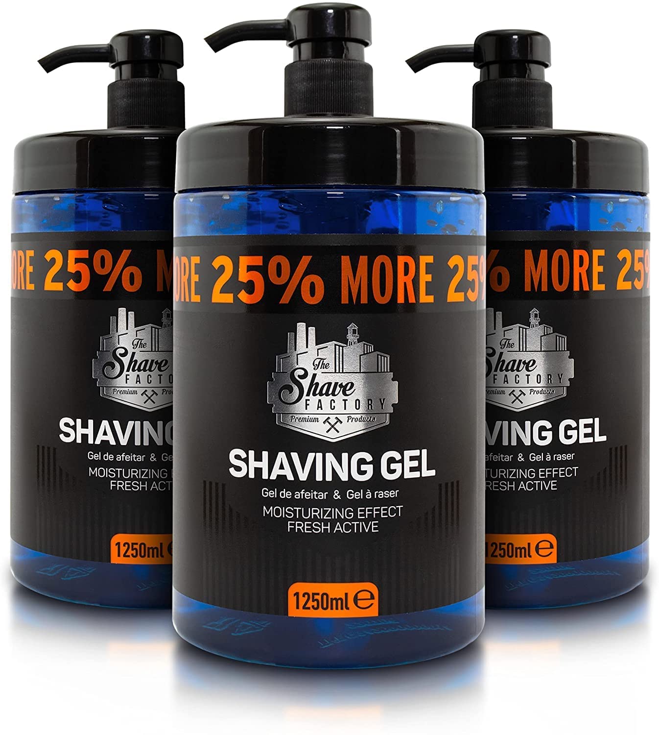 The Shave Factory - Shaving Gel | Non-Irritating | Precise shave on face and body | Shaving gel for men | Moisturizes the skin | 1250ml (42.25fl oz.) (Sapphire Blue)