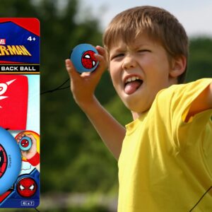 JA-RU Marvel Spiderman Sports Wrist Bounce Back Balls (1Unit) Returning Bouncy Ball Toys, Foam String Attached Rebound. Stuffers Kids & Adults Fidget Stress Toy 6820-1