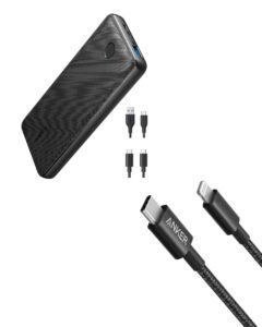 anker new nylon usb-c to lightning charging cord (1ft, black) 525 power bank (powercore 20k) for iphone 13 13 pro 12 pro max 12 11 x xs xr 8 plus, airpods pro and more