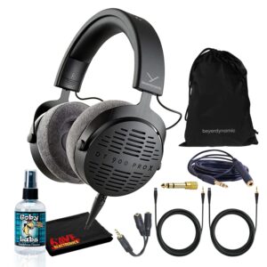 beyerdynamic dt 900 pro x open-back studio headphones bundle with detachable cable, headphone splitter, extension cable, and 6ave headphone cleaning kit