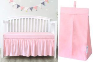 diaper stacker organizer easy access & crib skirt pink