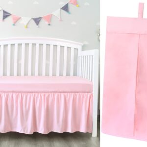 Diaper Stacker Organizer Easy Access & Crib Skirt Pink