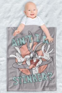 logovision looney tunes lightweight baby blanket, 30"x40", aint i a stinker unisex for infants girls & boys