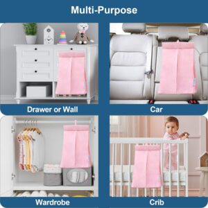 Diaper Stacker Organizer Easy Access & Crib Skirt Pink