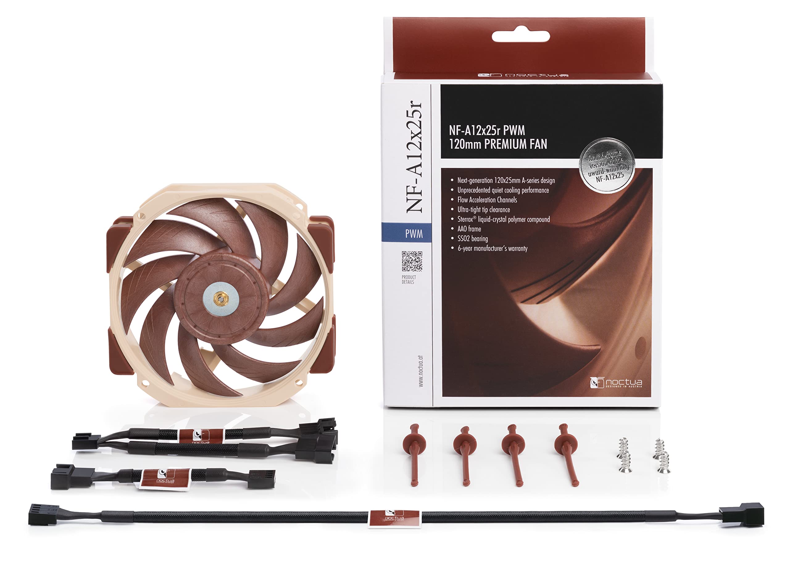 Noctua NF-A12x25r PWM, Round-Frame 120mm Fan, 4-Pin (Brown)