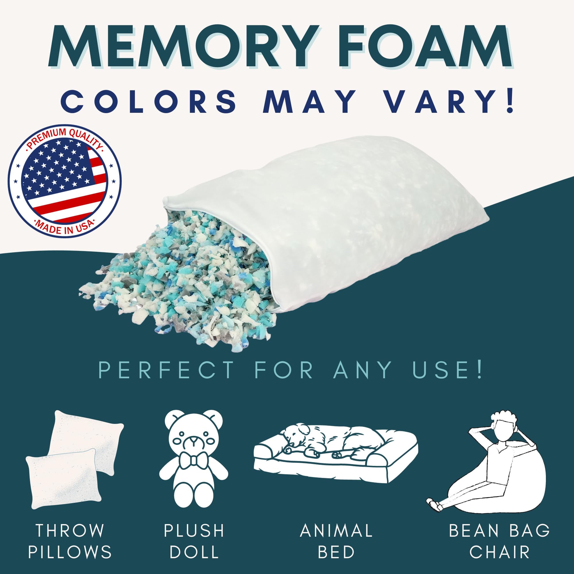 Sleep Touch - Shredded Memory Foam (10 Pound), Made in USA, 10 LBS Refill, Bean Bag Refill, Stuffing for Couch, Filler for Chair and Pillow, Filling for Cushions.