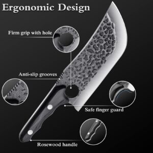 Moontay Meat Cleaver Knife & High Carbon Steel Boning Knives