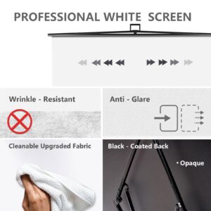 【Easy Set Up】 RAUBAY 59.8 x 82.7in Collapsible White Backdrop Screen Portable Retractable Panel Photo Background with Stand for Video Conference, Photographic Studio, Streaming