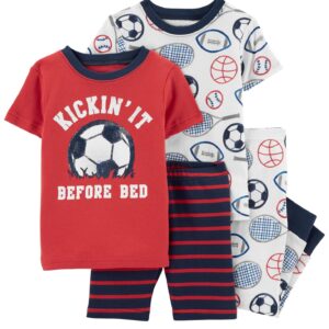 Carter's 4 Piece Pajama Set (Red/White Soccer, 4T)