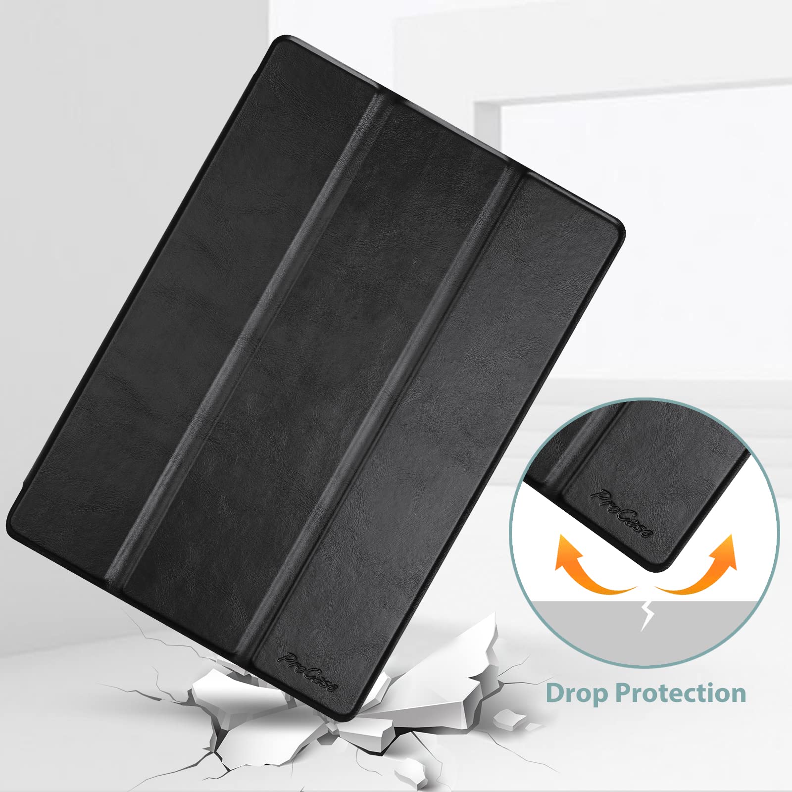 ProCase Cover for Galaxy Tab S8 Ultra Case 14.6 Inch 2022 Model X900 X906, Tri-fold Slim Case Folio PU Leather Protective Standing Cover for 14.6 Galaxy Tab S8 Ultra Tablet -Black