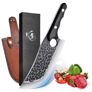 Moontay Meat Cleaver Knife & High Carbon Steel Boning Knives