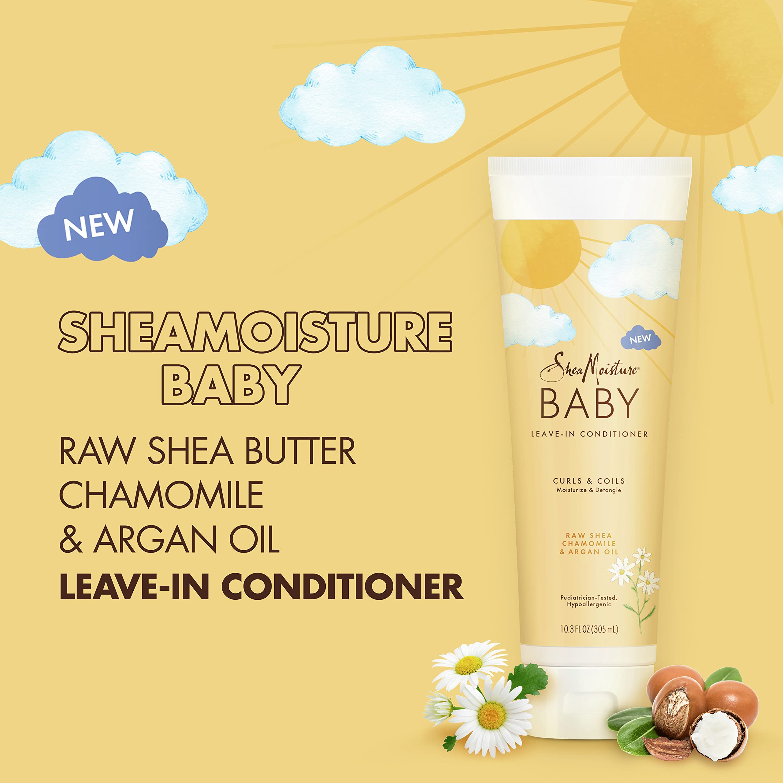 SheaMoisture Baby Conditioner for Curly Hair Raw Shea, Chamomile and Argan Oil Moisturizes and Helps Detangle Delicate Curls and Coils 13 oz