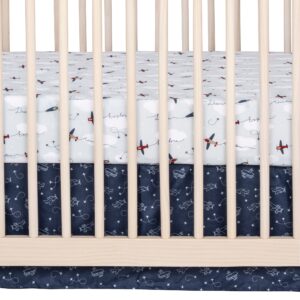 Sammy & Lou Adventure Awaits Air Traveler Breathable 3-Piece Baby Nursery Crib Bedding Set, Includes Quilt, Fitted Crib Sheet, and Crib Skirt