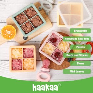 haakaa Breastmilk Baby Food Mold,Baby Fresh Food Freezer Tray with Lid, Perfect for Homemade Baby Food, Vegetable & Fruit Purees,6 Compartment,Green