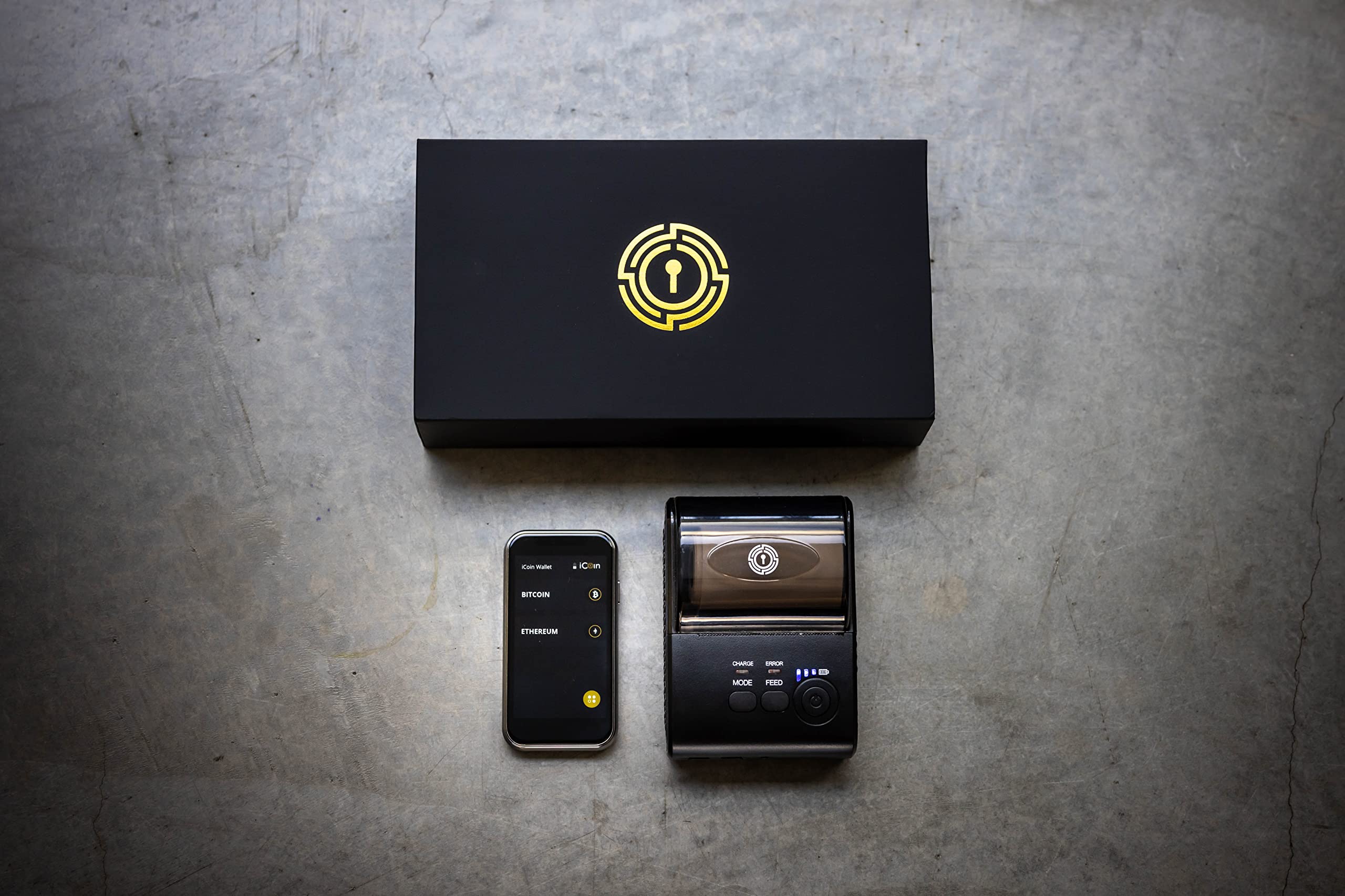 iCoin Wallet & Printer - Cold Storage Digital Crypto Hardware with 3in Color LCD Touchscreen, Secure Messaging and Digital Wallet for NFT, Crypto Currency and Tokens, All-in-one with Secure Printer