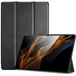 procase cover for galaxy tab s8 ultra case 14.6 inch 2022 model x900 x906, tri-fold slim case folio pu leather protective standing cover for 14.6 galaxy tab s8 ultra tablet -black