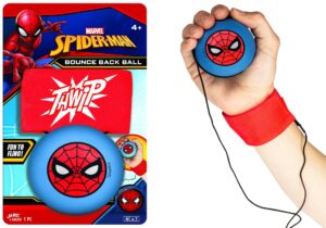 ja-ru marvel spiderman sports wrist bounce back balls (1unit) returning bouncy ball toys, foam string attached rebound. stuffers kids & adults fidget stress toy 6820-1