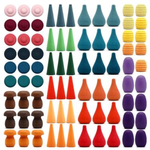 large set full rainbow color style wooden loose parts sensory play toys, mandala 7 shapes, 27 colors, stacker nesting toys parts(81 pcs)…