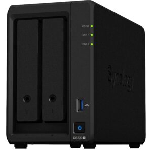 synology diskstation ds720+ nas server for business with celeron cpu, 6gb memory, 1tb m.2 nvme ssd, 4tb ssd storage, dsm operating system