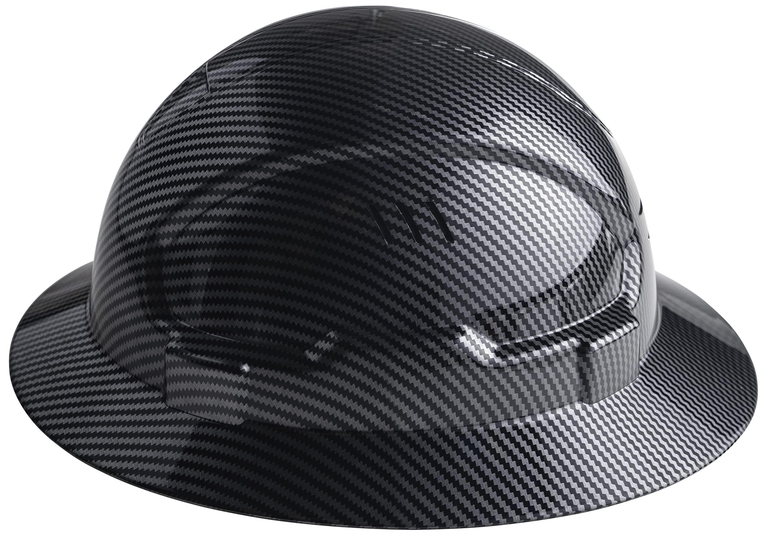 Full Brim Hard Hats Construction OSHA Approved Vented Safety Helmet Hard Hat, Cascos De Construccion Work Hardhat for Men/Women Custom Carbon Design 6 Point Ratcheting with Chin Strap (Black Graph)