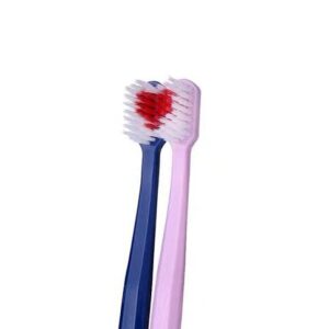 solajun 2pcs couple toothbrush oral tooth brushes simple adult soft hair innovative heart-shaped toothbrush lover gift (blue and pink)