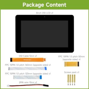 waveshare 8inch Capacitive Touch Display Compatible with Raspberry Pi 5/4B/3B+/3A+/3B/2B/B+/A+/CM3/3+/4 800×480 Resolution with 5MP Front Camera DSI Interface