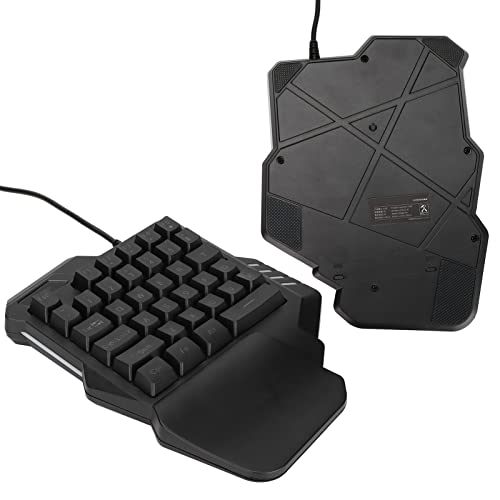 Shanbor One Handed Keyboard, One Handed Gaming Keyboard LED Backlit for Dorm for Home for Game