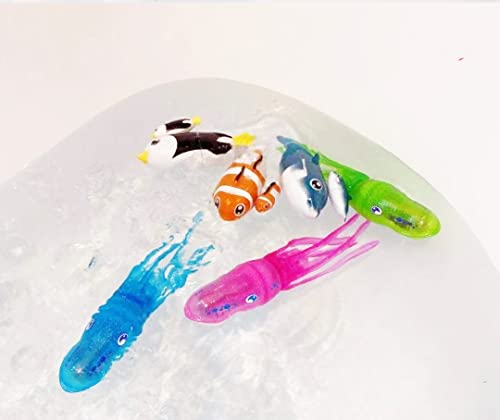 Diving Squid Pool Bath Toys for Kids,Electric Octopus Diving Fish,Torpedo Summer Toys, Swimming Training Pool Game for Learning to Swim,Squid Underwater Toys for Kids and Adults(8.3in,Blue)