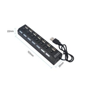 Cotchear Multi 7 Port USB Hub USB 2.0 Adapter Hub with Individual On/Off Switch and LED (White)