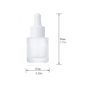 Qixivcom 20ml Frosted Original Dropper Bottle Flat Shoulder Cylindrical Glass Bottle Lotion Dispensing Bottle Squeeze Dropper Bottle Skin Care Dispensing Bottle Travel Small Sample Vial (12 Pack)