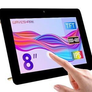 waveshare 8inch Capacitive Touch Display Compatible with Raspberry Pi 5/4B/3B+/3A+/3B/2B/B+/A+/CM3/3+/4 800×480 Resolution with 5MP Front Camera DSI Interface