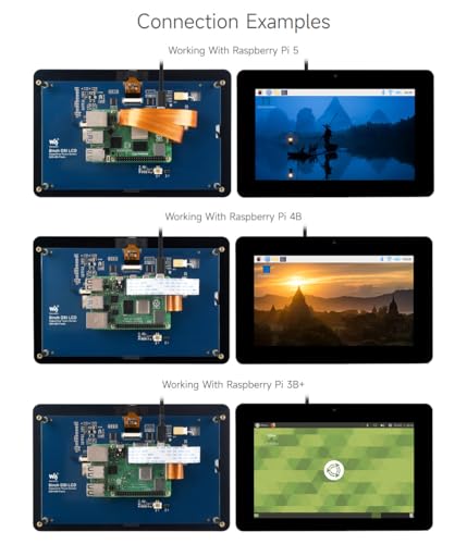 waveshare 8inch Capacitive Touch Display Compatible with Raspberry Pi 5/4B/3B+/3A+/3B/2B/B+/A+/CM3/3+/4 800×480 Resolution with 5MP Front Camera DSI Interface