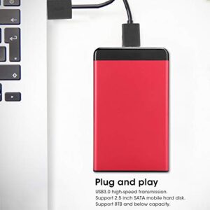 Garsentx Portable External Hard Drive Box 8TB SSD/HDD SATA Slim 2.5 Inches USB 3.0 Easy Installation for Windows (Red)