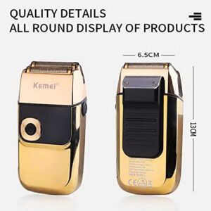 KEMEI Electric Razors for Men, LCD Display Cordless Men's Razors, USB Rechargeable with Pop-up Beard Trimmer Best Worldwide Travel Gift, Model KM 2028, Gold