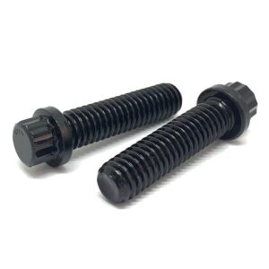 (8 pieces) 3/8-16x1-1/4" alloy 12 point flange bolts screws unc coarse full threads black oxide