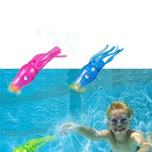 Diving Squid Pool Bath Toys for Kids,Electric Octopus Diving Fish,Torpedo Summer Toys, Swimming Training Pool Game for Learning to Swim,Squid Underwater Toys for Kids and Adults(8.3in,Blue)