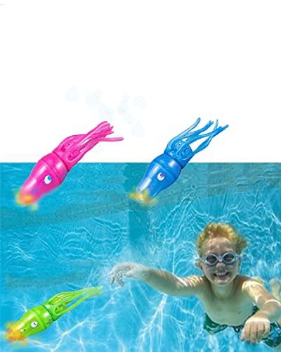 Diving Squid Pool Bath Toys for Kids,Electric Octopus Diving Fish,Torpedo Summer Toys, Swimming Training Pool Game for Learning to Swim,Squid Underwater Toys for Kids and Adults(8.3in,Blue)