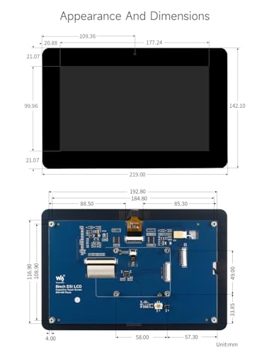 waveshare 8inch Capacitive Touch Display Compatible with Raspberry Pi 5/4B/3B+/3A+/3B/2B/B+/A+/CM3/3+/4 800×480 Resolution with 5MP Front Camera DSI Interface