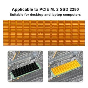 SSD Cooler, Durable SSD Heat Sink Aluminum Alloy Effective PCIE M. 2 SSD 2280 for Laptop(Gold)