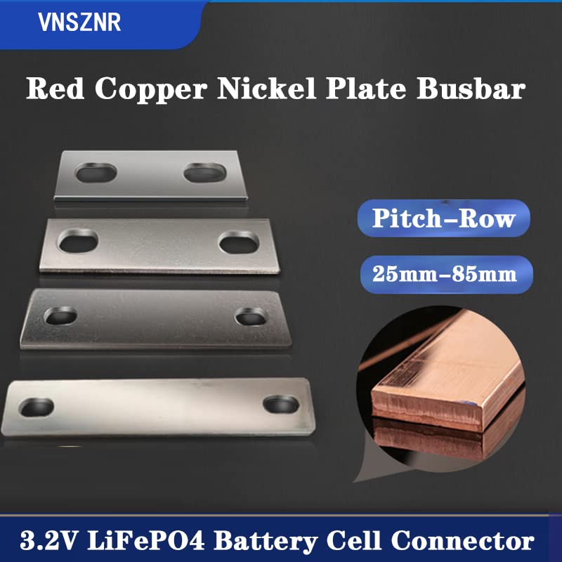 VNSZNR Bus Bars Connector Red Copper Nickel Plate Pitch Row 72mm Lifepo4 Cell Lithium Battery Busbar