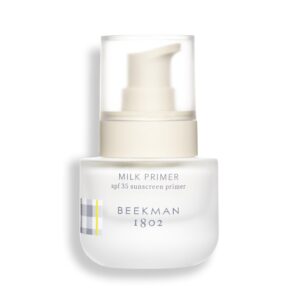 beekman 1802 milk primer for face - oxybenzone & fragrance free - 0.5 oz - spf 35 mineral sunscreen, moisturizer & makeup primer - invisible & no white cast - good for sensitive skin - cruelty free