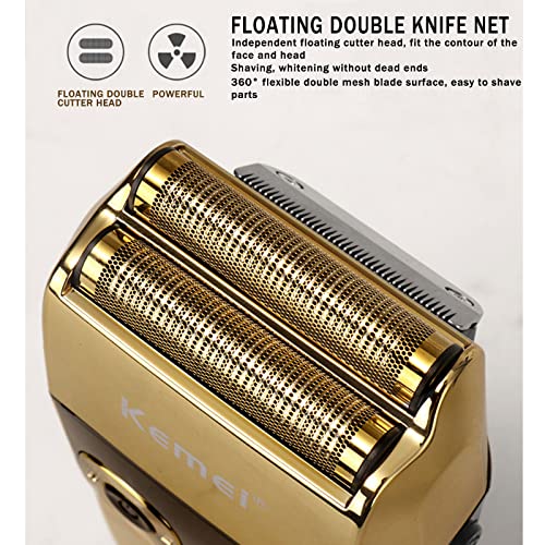 KEMEI Electric Razors for Men, LCD Display Cordless Men's Razors, USB Rechargeable with Pop-up Beard Trimmer Best Worldwide Travel Gift, Model KM 2028, Gold