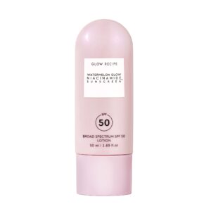 glow recipe watermelon glow spf 50 mineral sunscreen - with niacinamide, hyaluronic acid & aloe vera for even skin tone - lightweight broad spectrum