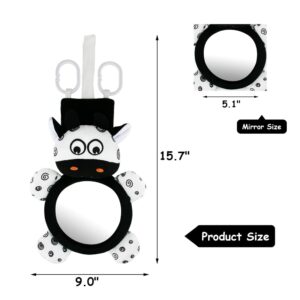 Inbeby Baby Mirror Toys, Multi-Function Baby Mirror High Contrast Black and White, Tummy Time Mirror Easy to Install, Baby Infant Boy Girl Toy & Gifts 3 6 12 Months Non-Toxic